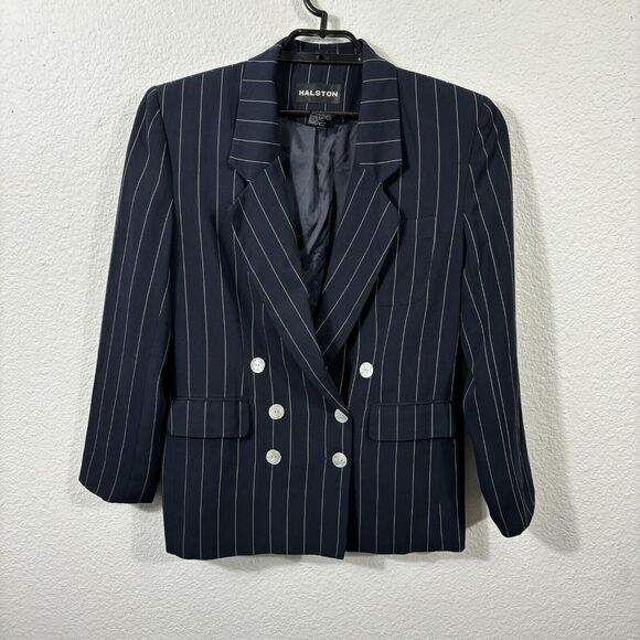 Halston Heritage | Jackets & Coats | Vintage Halston Blazer Womens Blue ...